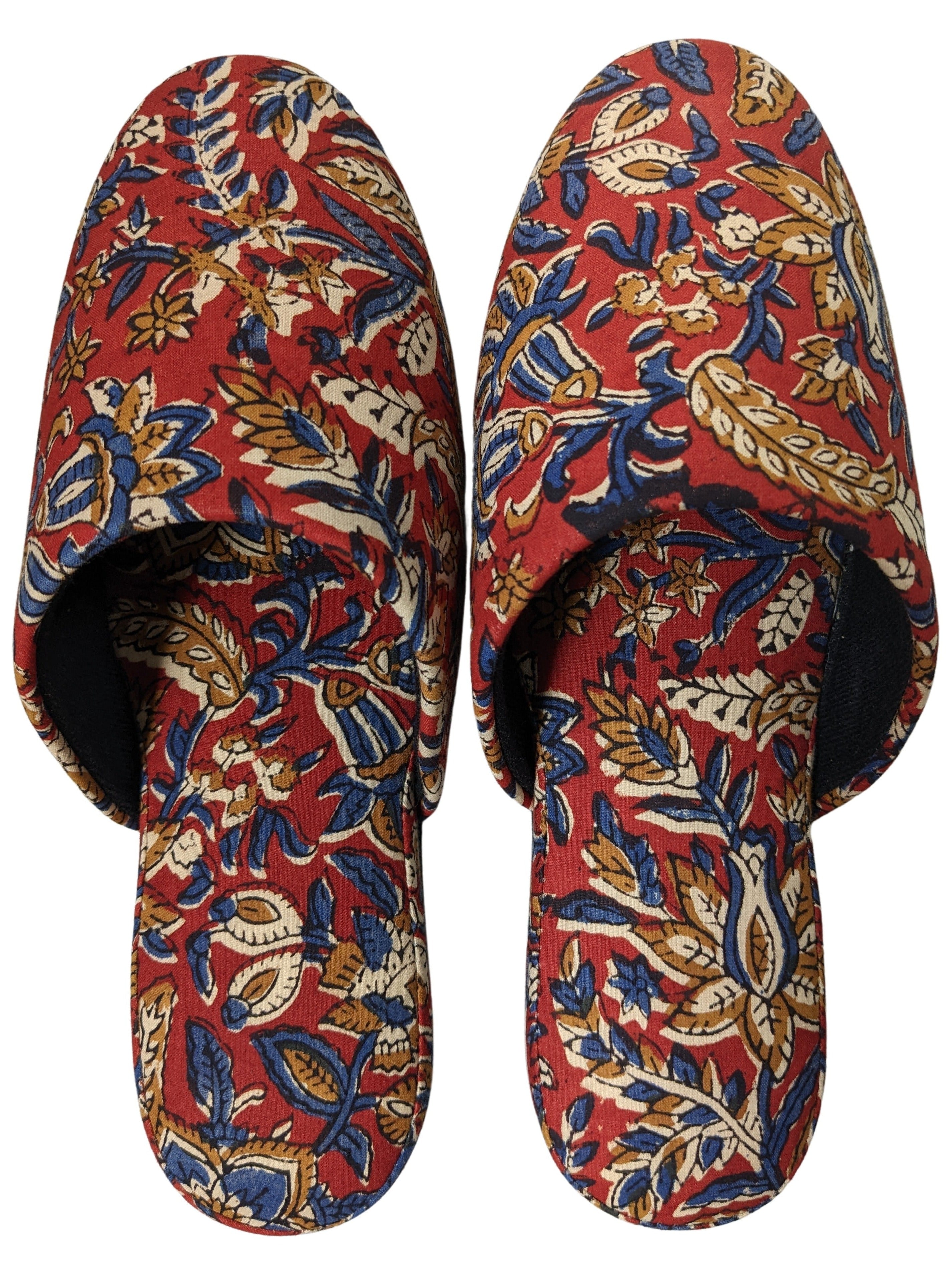 Medium Block Printing Flowers Mix Slippers [Black wool felt soles] MF2 ...